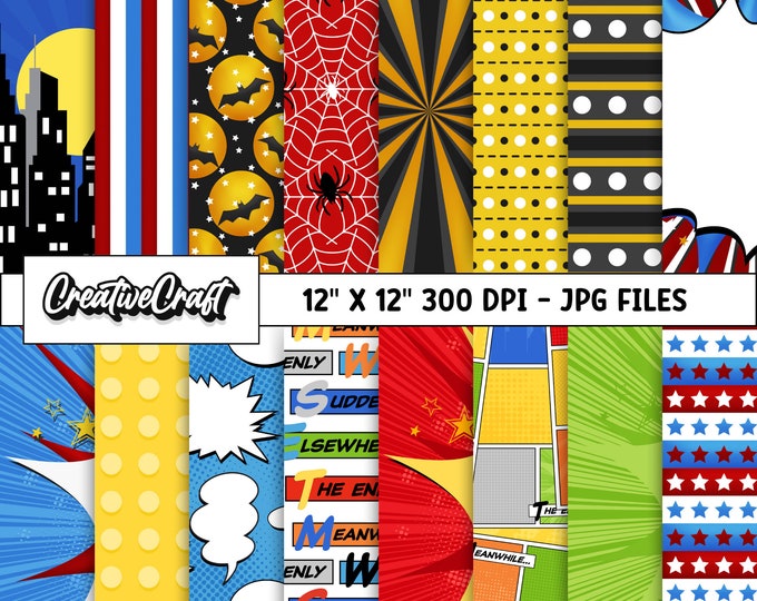 Superhero Digital Paper. Instant Download. Super Dad. Super Mom ...
