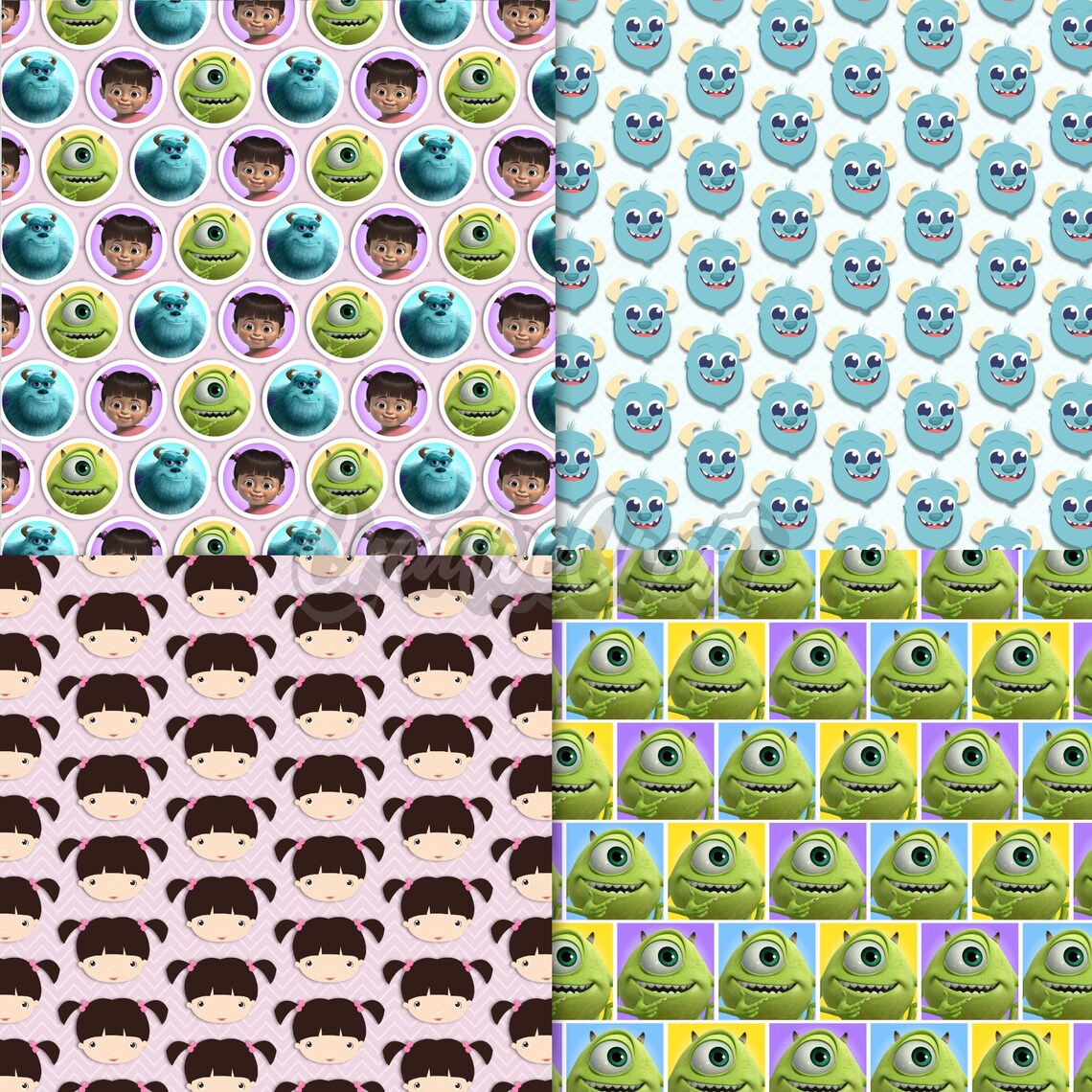12 Monster Inc Digital Papers 300 DPI Maximum Quality, Monster Inc ...