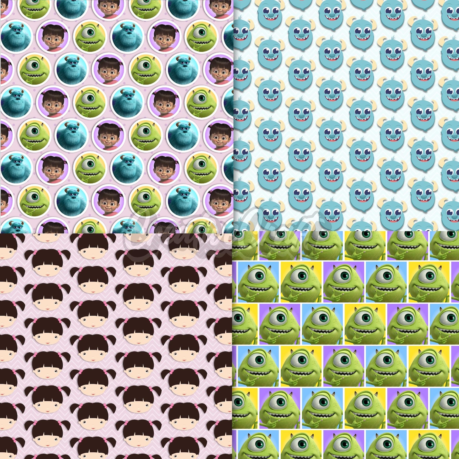 12 Monster Inc Digital Papers 300 DPI Maximum Quality, Monster Inc ...