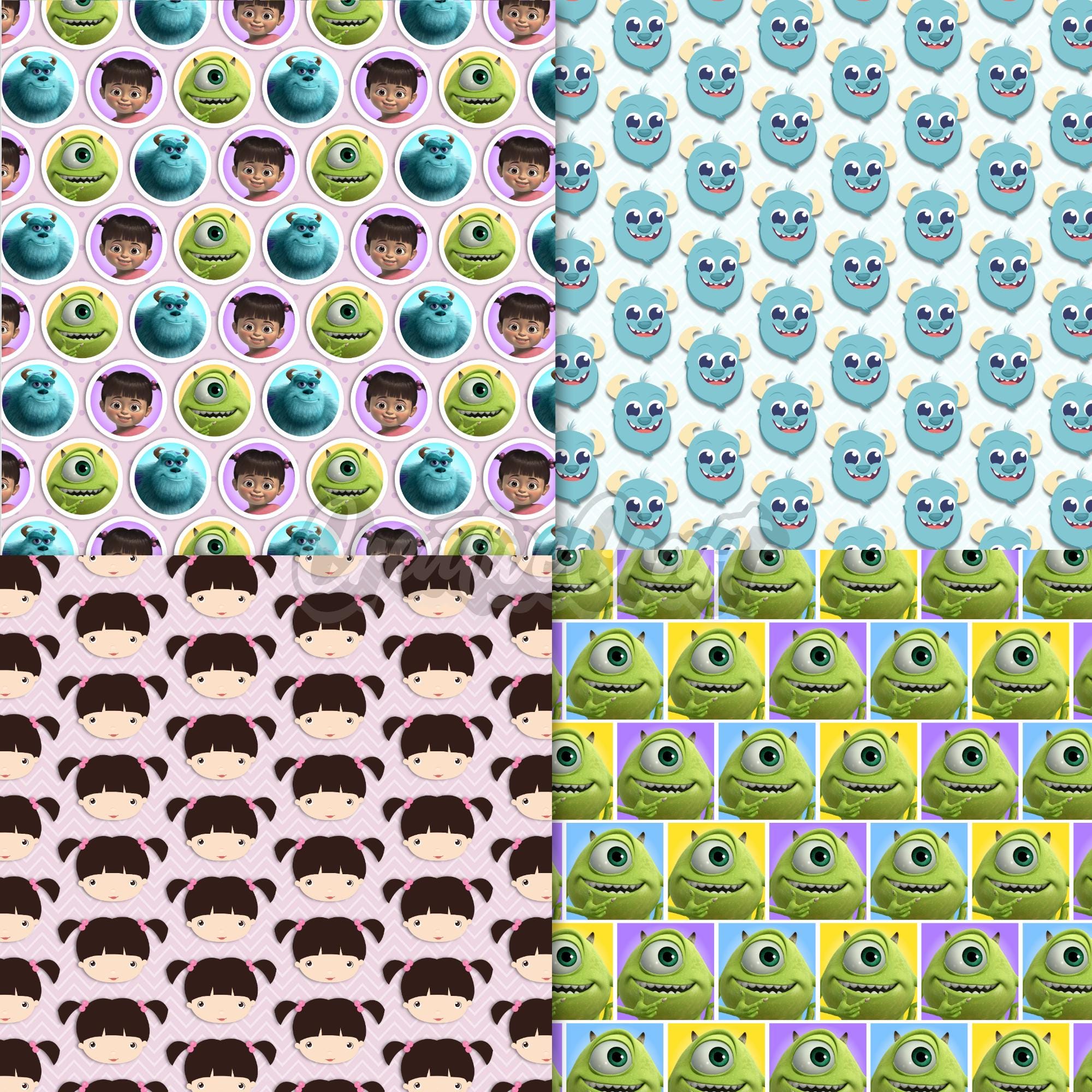 12 Monster Inc Digital Papers 300 DPI Maximum Quality, Monster Inc ...