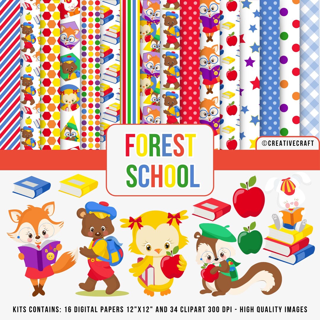 16 Back to School Digital Papers 300 DPI Maximum Quality, Scrapbook ...