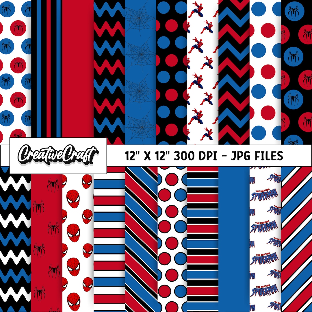20 Spiderman Superhero Digital Papers 300 DPI Maximum Quality ...
