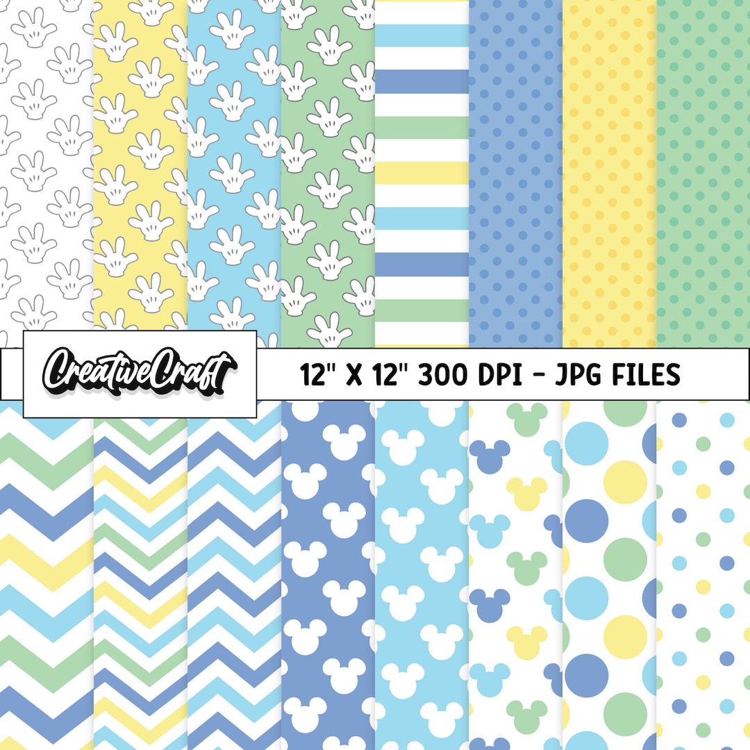 16 Mickey the Mouse Digital Papers 300 DPI Maximum Quality, Mickey ...