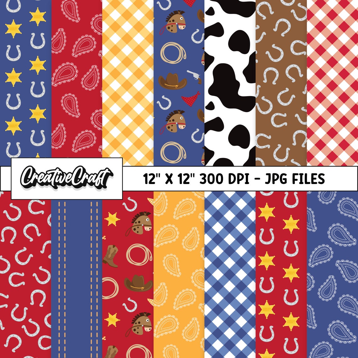 14 Toy Story Cowboy Digital Papers 300 DPI Maximum Quality, Cowboy ...
