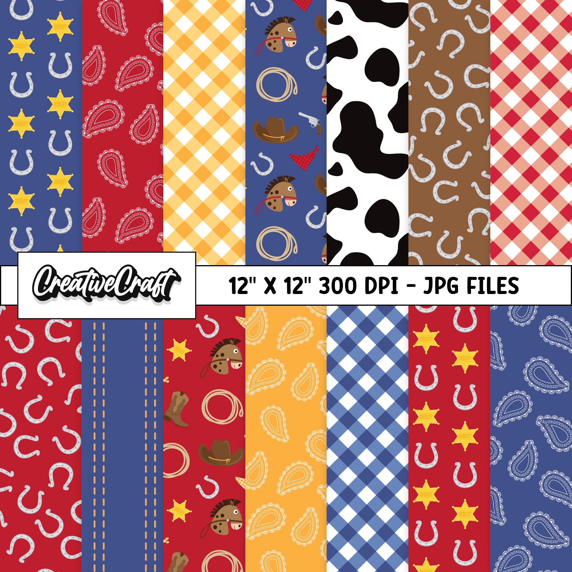 14 Toy Story Cowboy Digital Papers 300 DPI Maximum Quality, Cowboy ...
