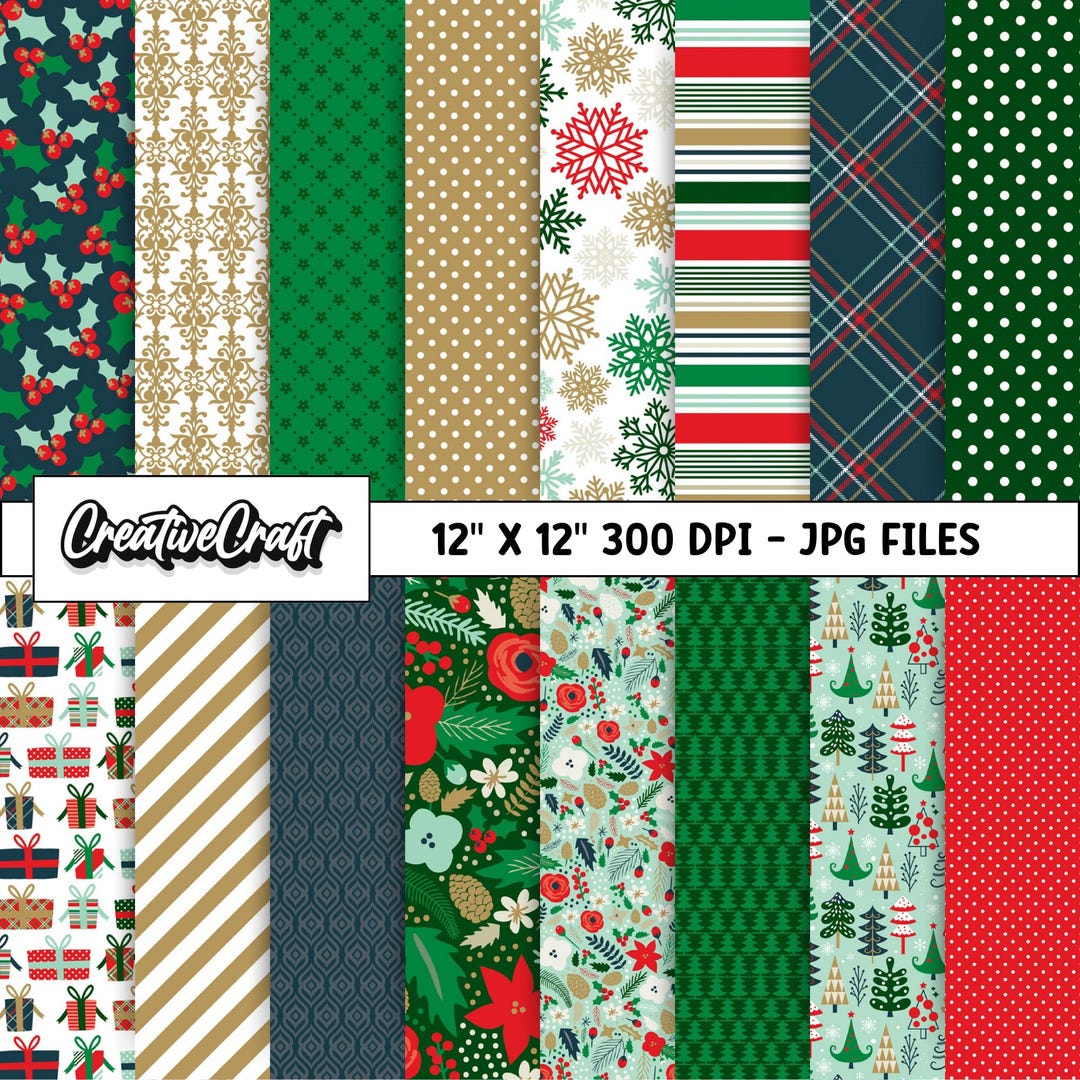 16 Christmas Digital Papers 300 DPI Maximum Quality, Christmas ...