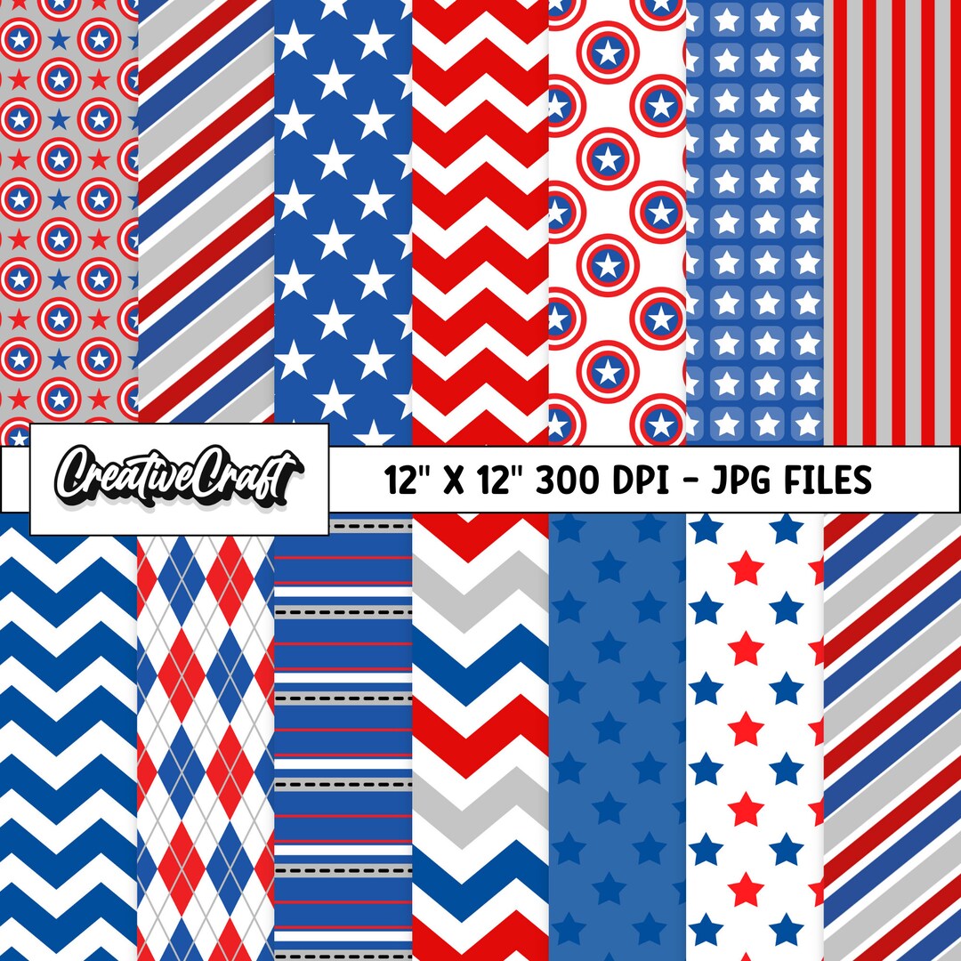 14 Captain America Digital Papers 300 DPI Maximum Quality, Captain ...