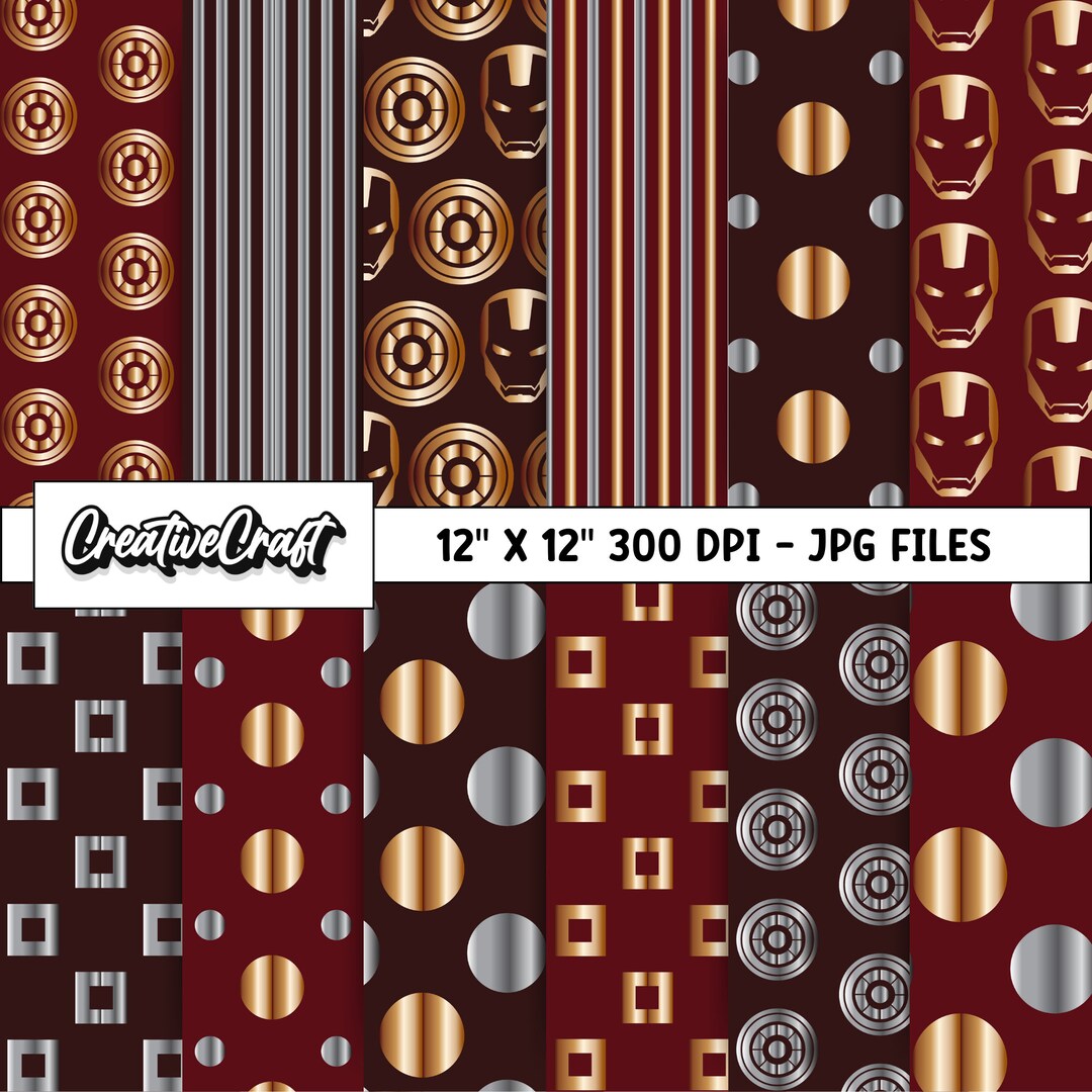 12 Iron Hero Digital Papers 300 DPI Maximum Quality, Iron Superhero ...