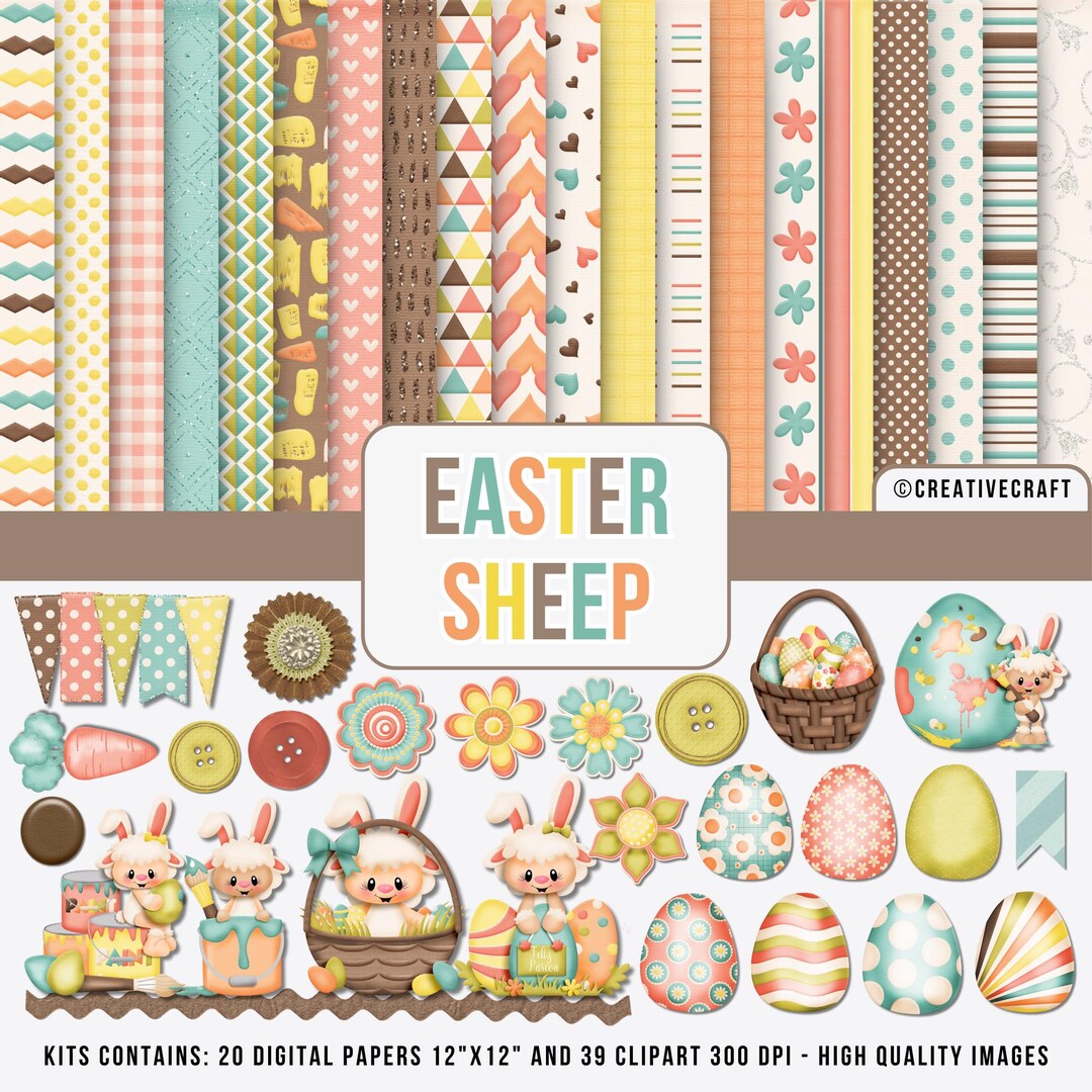 Kit Easter Day Digital Paper and Clipart 300 DPI Maximum Quality ...