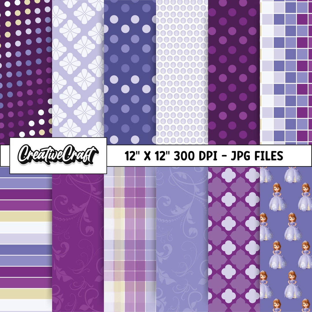 12 Princess Sofia Digital Papers 300 DPI Highest Quality, Princess ...