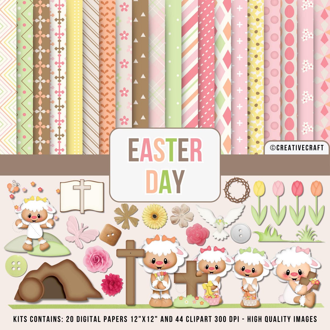 Kit Easter Day Digital Paper and Clipart 300 DPI Maximum Quality ...