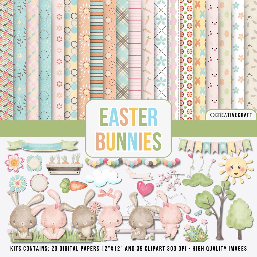 Kit Easter Day Digital Paper and Clipart 300 DPI Maximum Quality ...