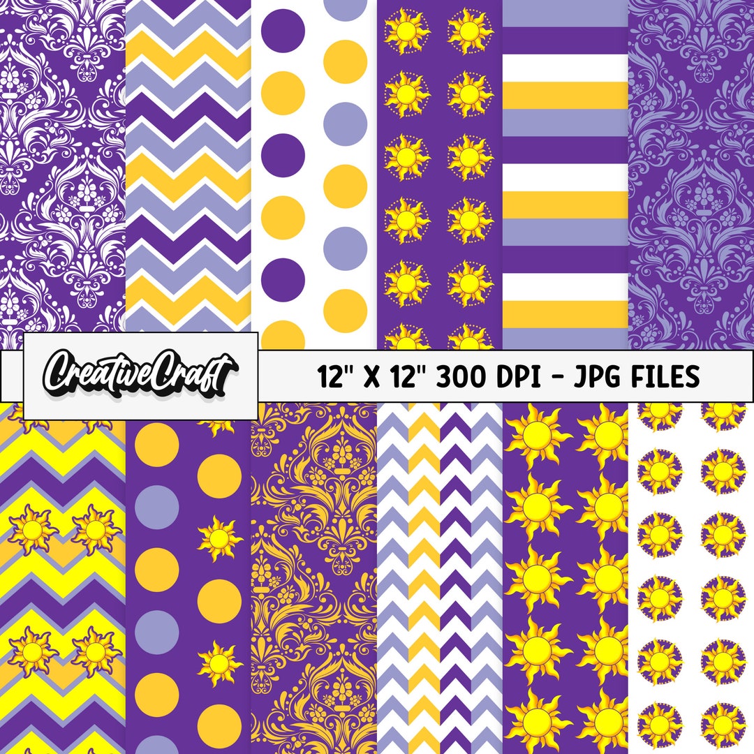 12 Princess Tangled Digital Papers 300 DPI Highest Quality, Princess ...