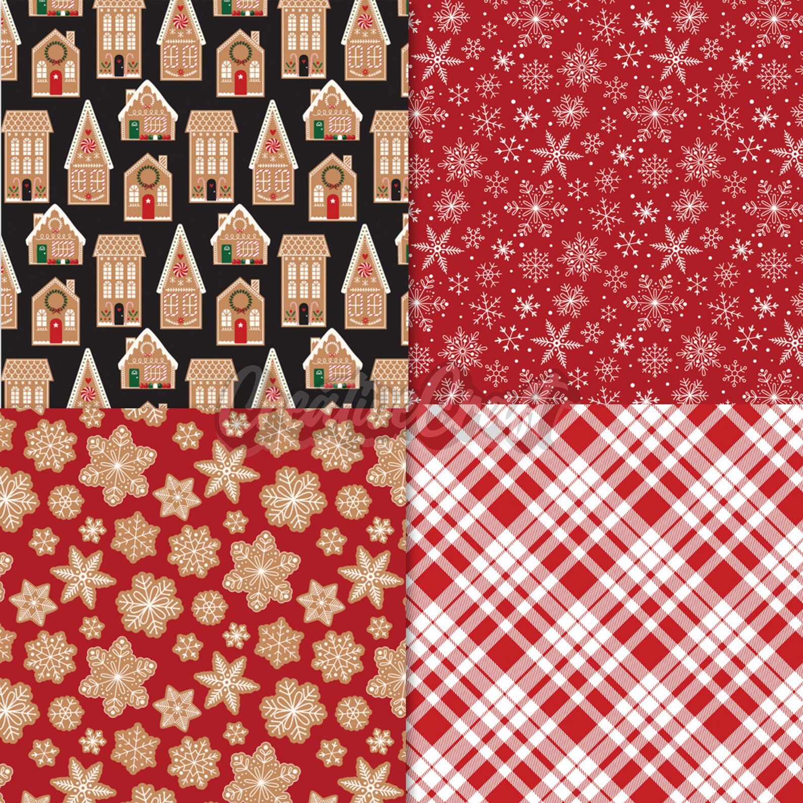 20 Christmas Gingerbread Man Digital Papers 300 DPI Maximum Quality ...