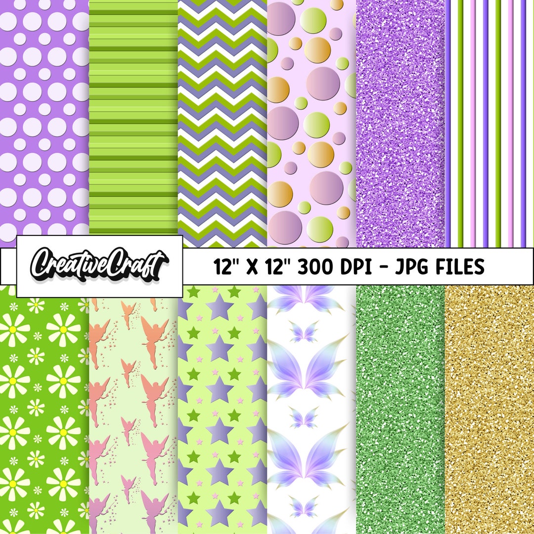 12 Tinkerbell Fairy Digital Papers 300 DPI Maximum Quality, Tinkerbell ...