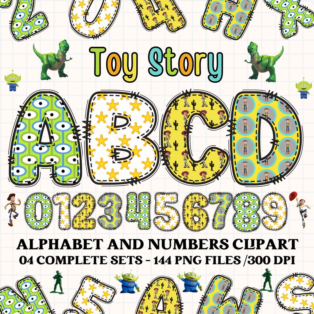 Toy Story Alphabet Clipart PNG. 4 Styles With Toy Story Cliparts. Toy ...