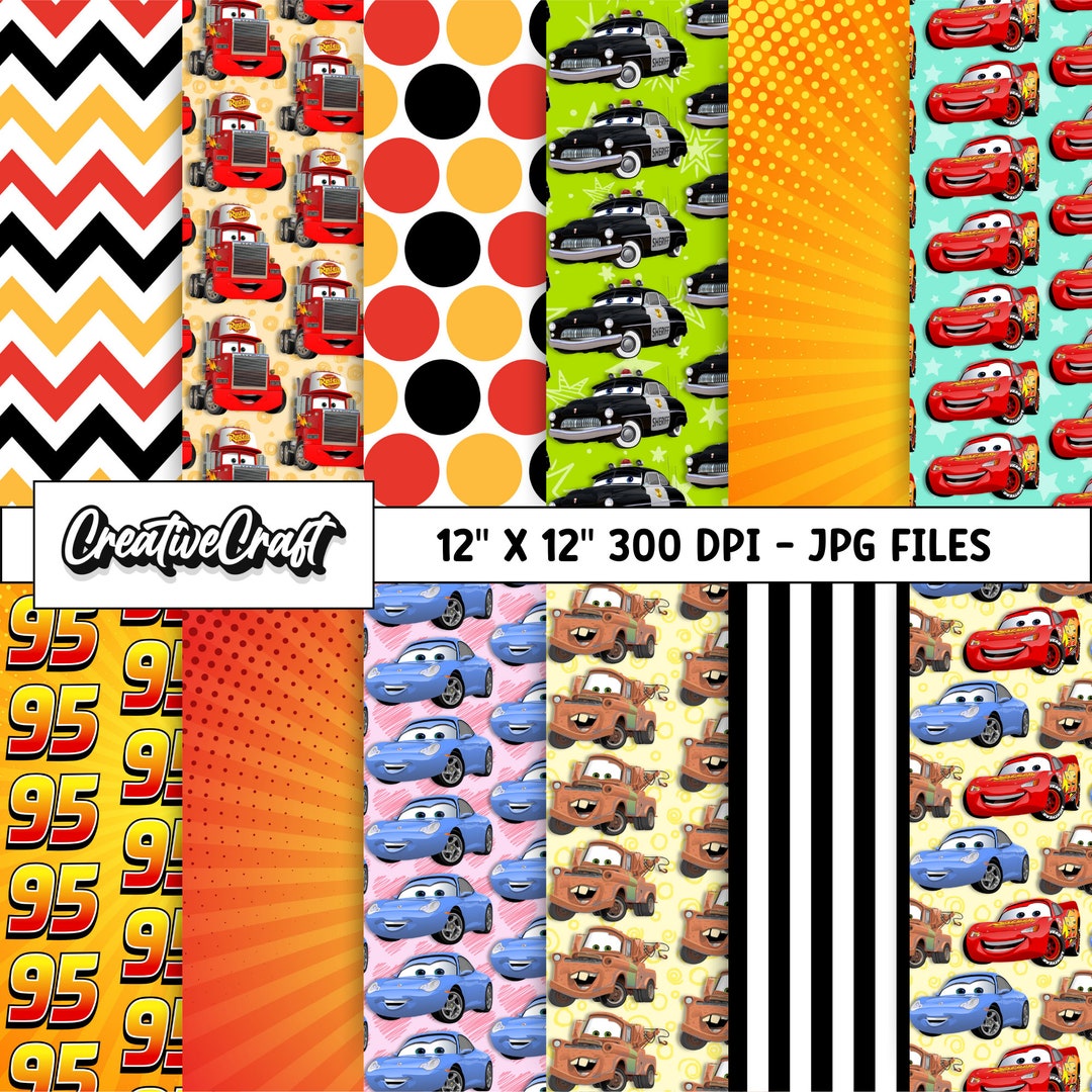 12 Lightning Mcqueen Digital Papers 300 DPI Maximum Quality, Lightning ...