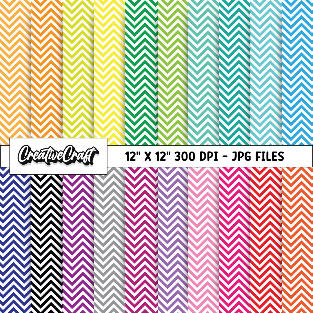 20 Colored Chevron Digital Papers 300 DPI Maximum Quality, Chevron ...