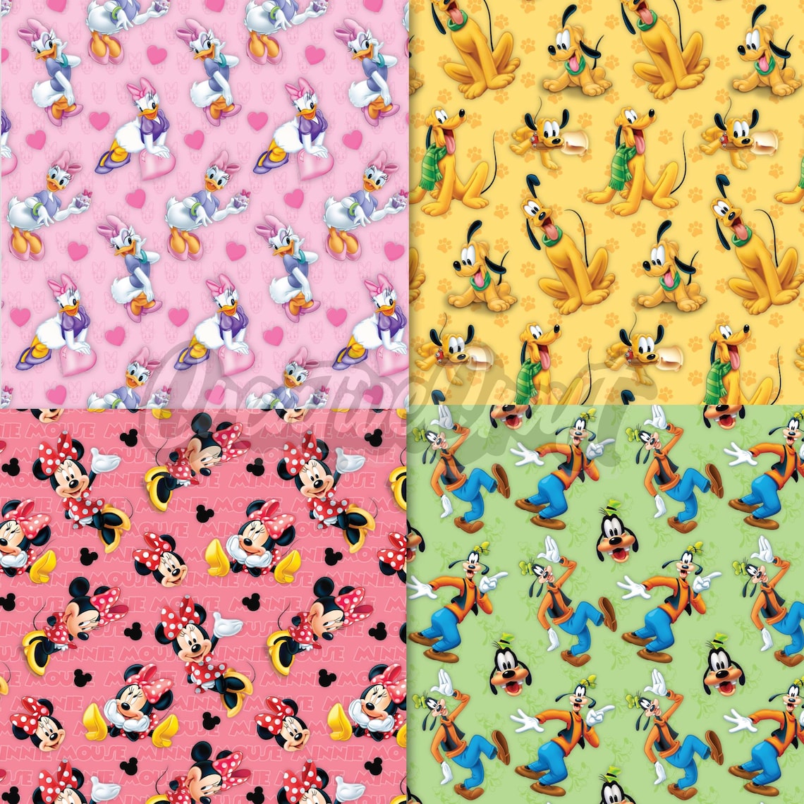 12 Mickey the Mouse Digital Papers 300 DPI Maximum Quality, Mickey ...
