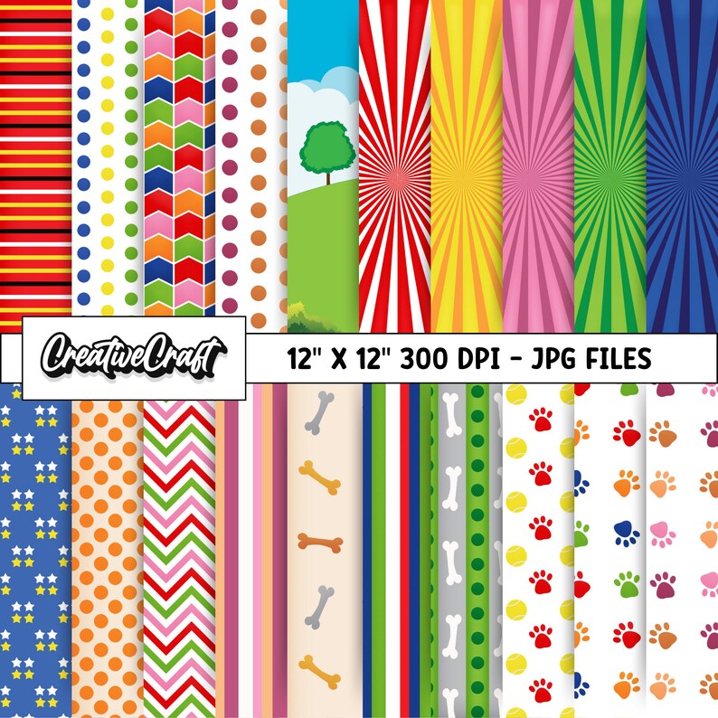 20 Puppies Patrol Digital Papers 300 DPI Maximum Quality, Puppies ...