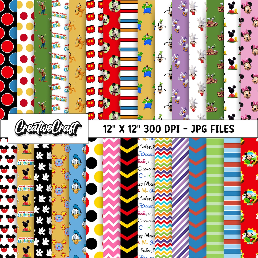 30 Clubhouse Mickey Digital Papers 300 DPI Maximum Quality, Mickey ...