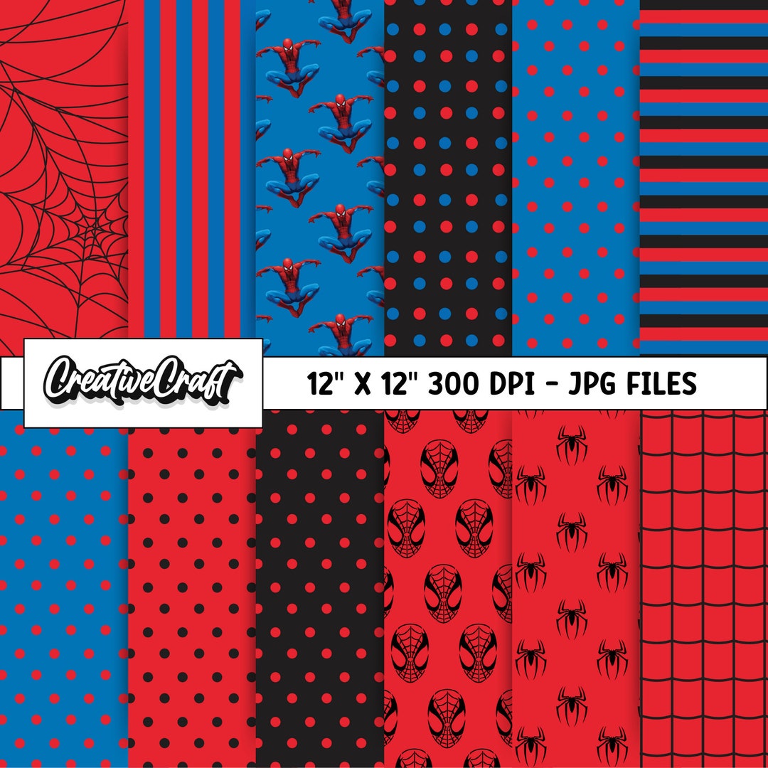 12 Spiderman Superhero Digital Papers 300 DPI Maximum Quality ...