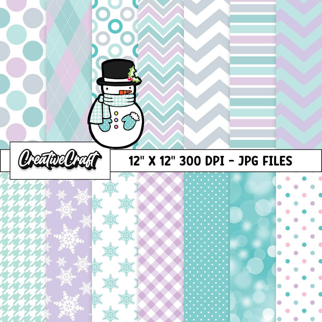 14 Christmas Snowman Digital Papers 300 DPI Maximum Quality, Snowman ...