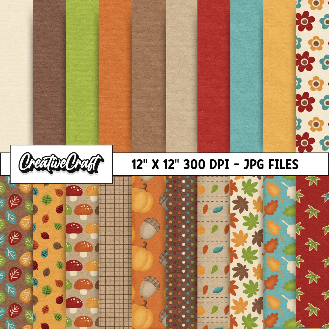20 Happy Fall Autumn Digital Papers 300 DPI Highest Quality ...