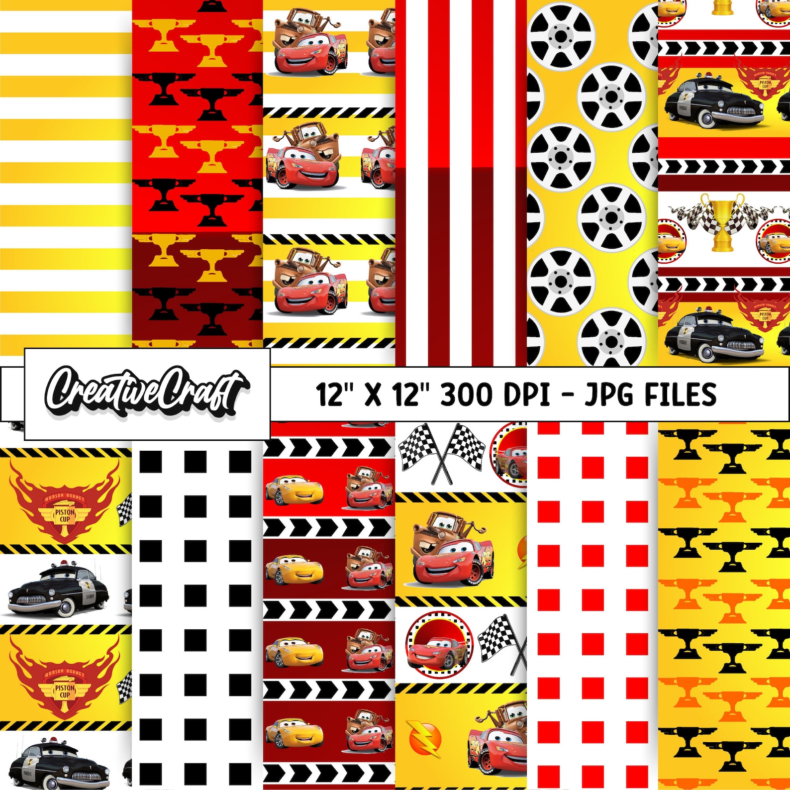 12 Lightning Mcqueen Digital Papers 300 DPI Maximum Quality, Lightning ...