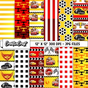 12 Lightning Mcqueen Digital Papers 300 DPI Maximum Quality, Lightning ...