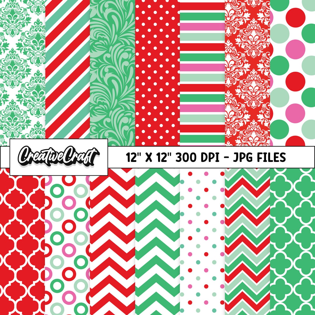 14 Christmas Colors Digital Papers 300 DPI Maximum Quality, Christmas ...