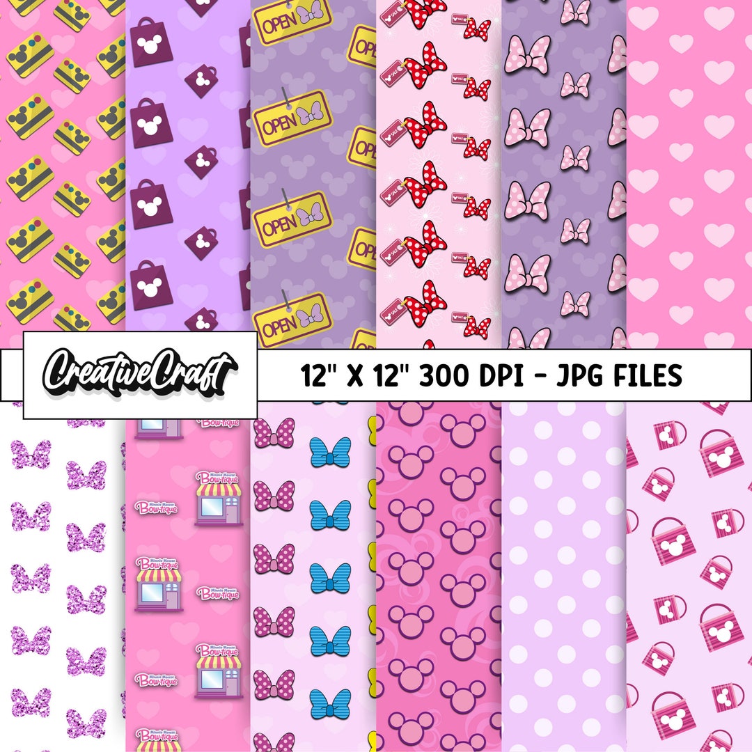 12 Minnie the Mouse Digital Papers 300 DPI Maximum Quality, Minnie ...