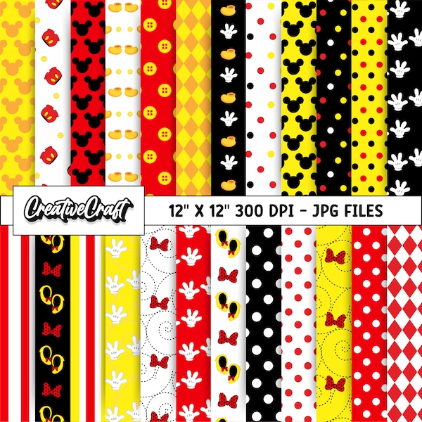 Digital Paper Mickey Mouse - Etsy
