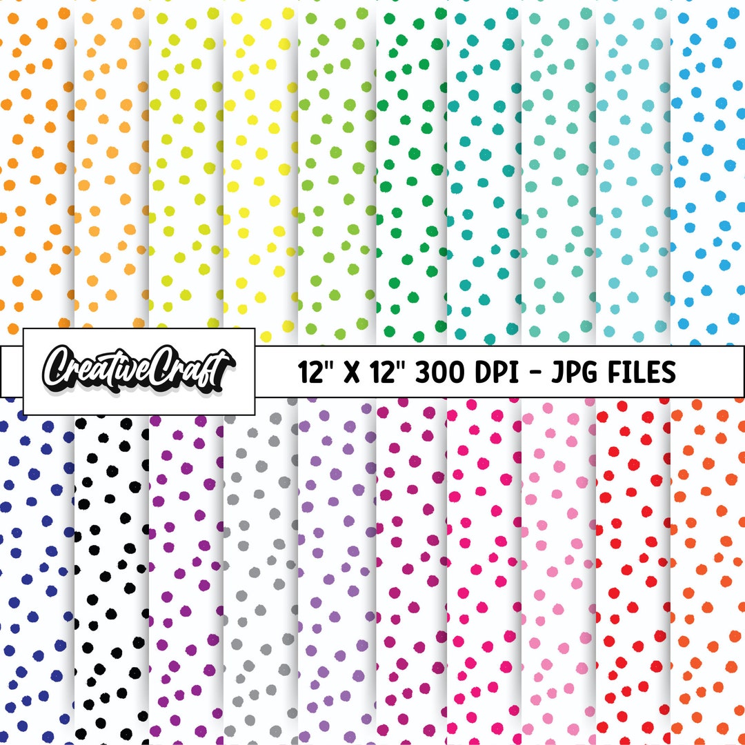 20 Colored Polka Dot Digital Papers 300 DPI Maximum Quality, Polka Dot ...