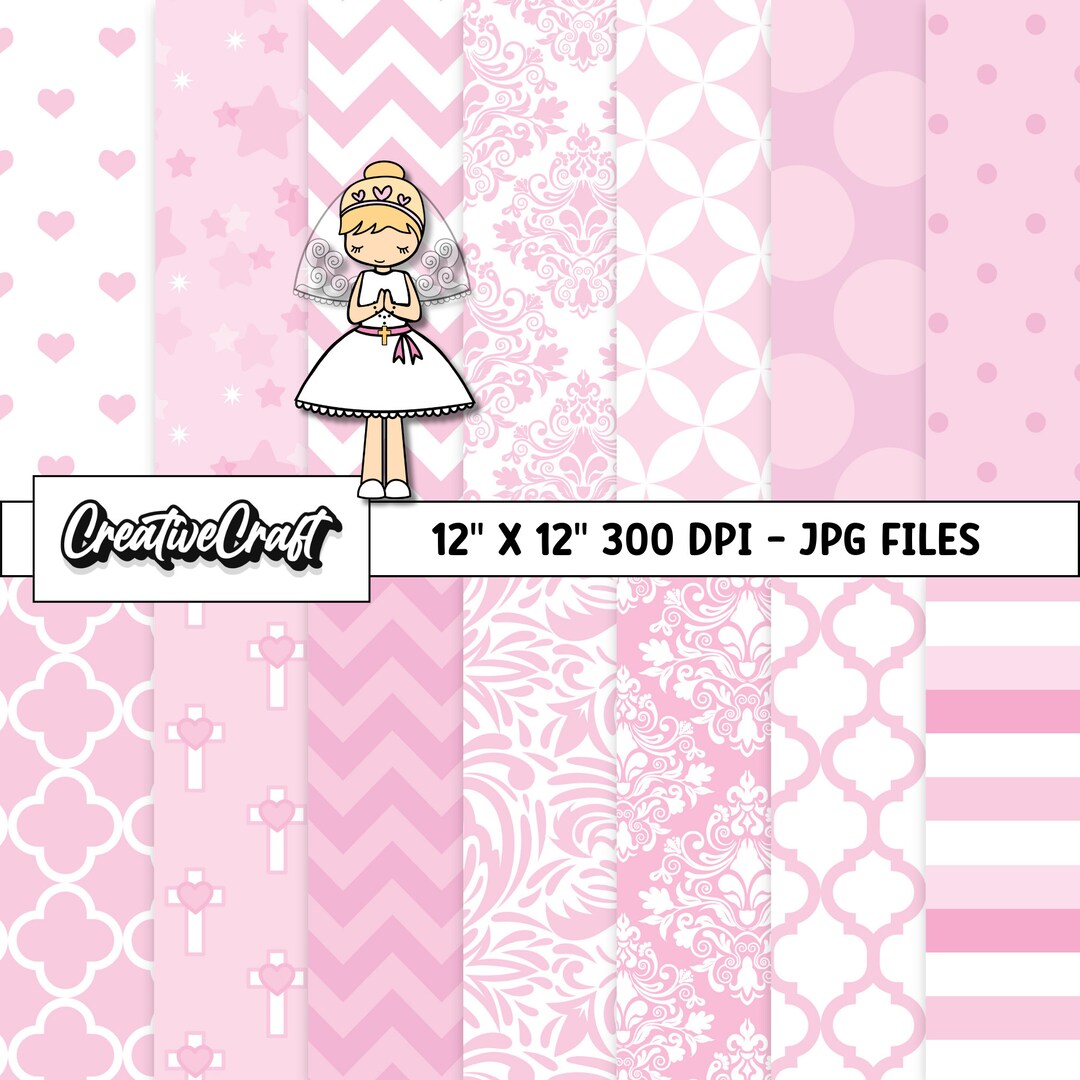 14 First Communion Girl Digital Papers 300 DPI Maximum Quality, Girl ...
