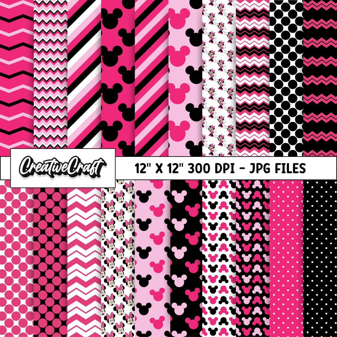 20 Minnie the Mouse Digital Papers 300 DPI Maximum Quality, Minnie ...