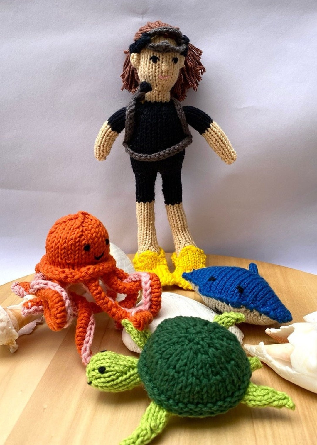 Scuba Diver Doll Knitting Pattern: Sarah and Sea Friends (PDF Pattern ...
