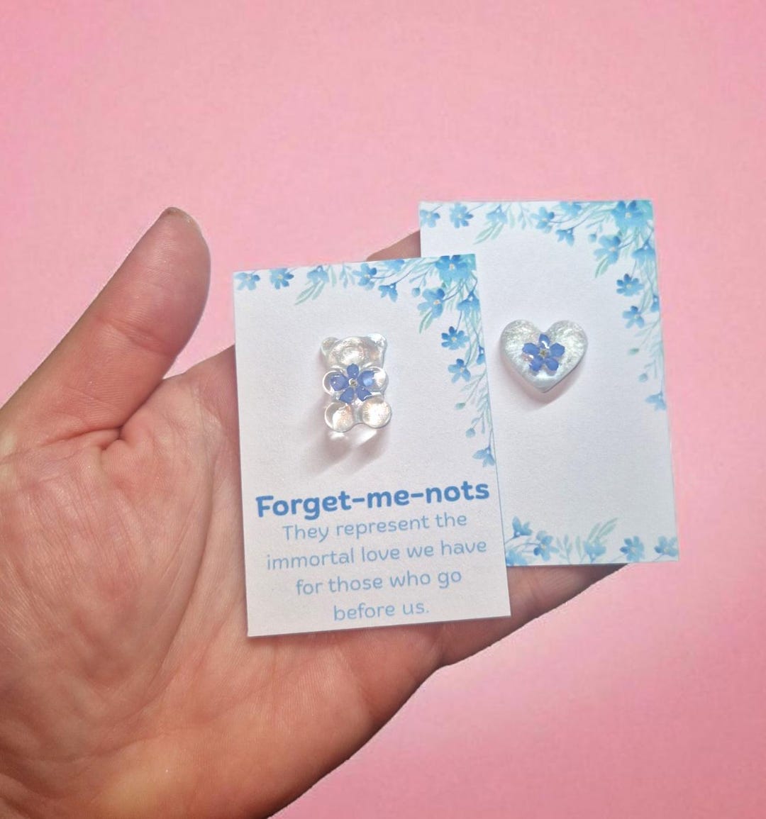 Forget Me Not Teddy Bear/ Heart Pin: Keepsake Memorial Badge - Etsy UK