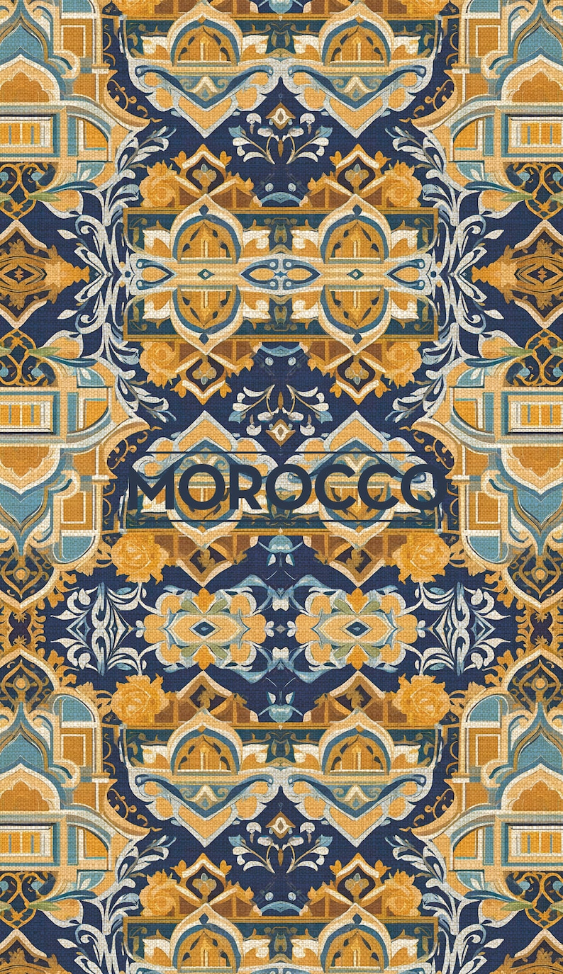 Moroccan Mosaic Tablecloth, Mustard & Blue, Handmade in Colombia - Etsy