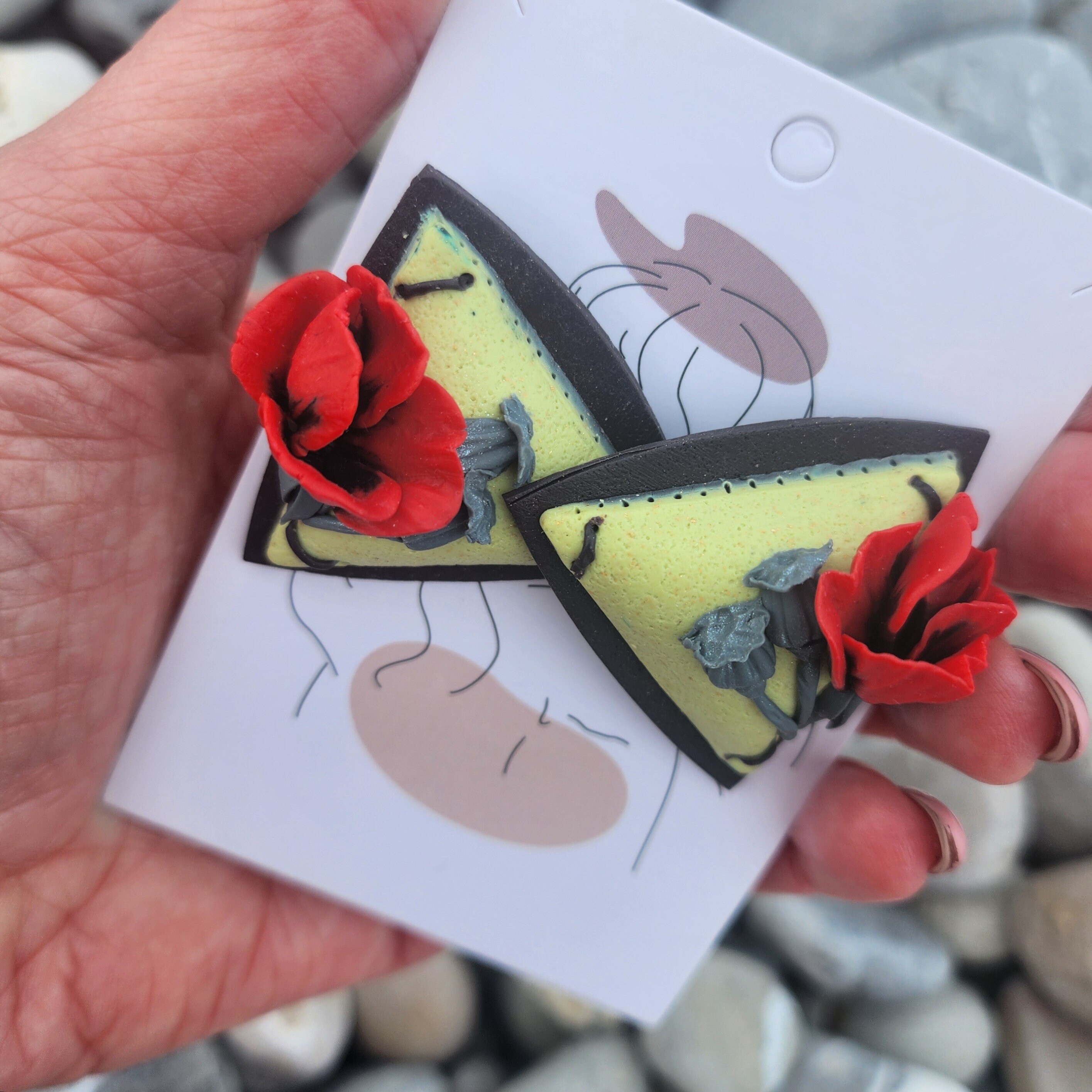 A Set of Handmade Poppy Jewelry: an Earring and a Pendant for Her ...