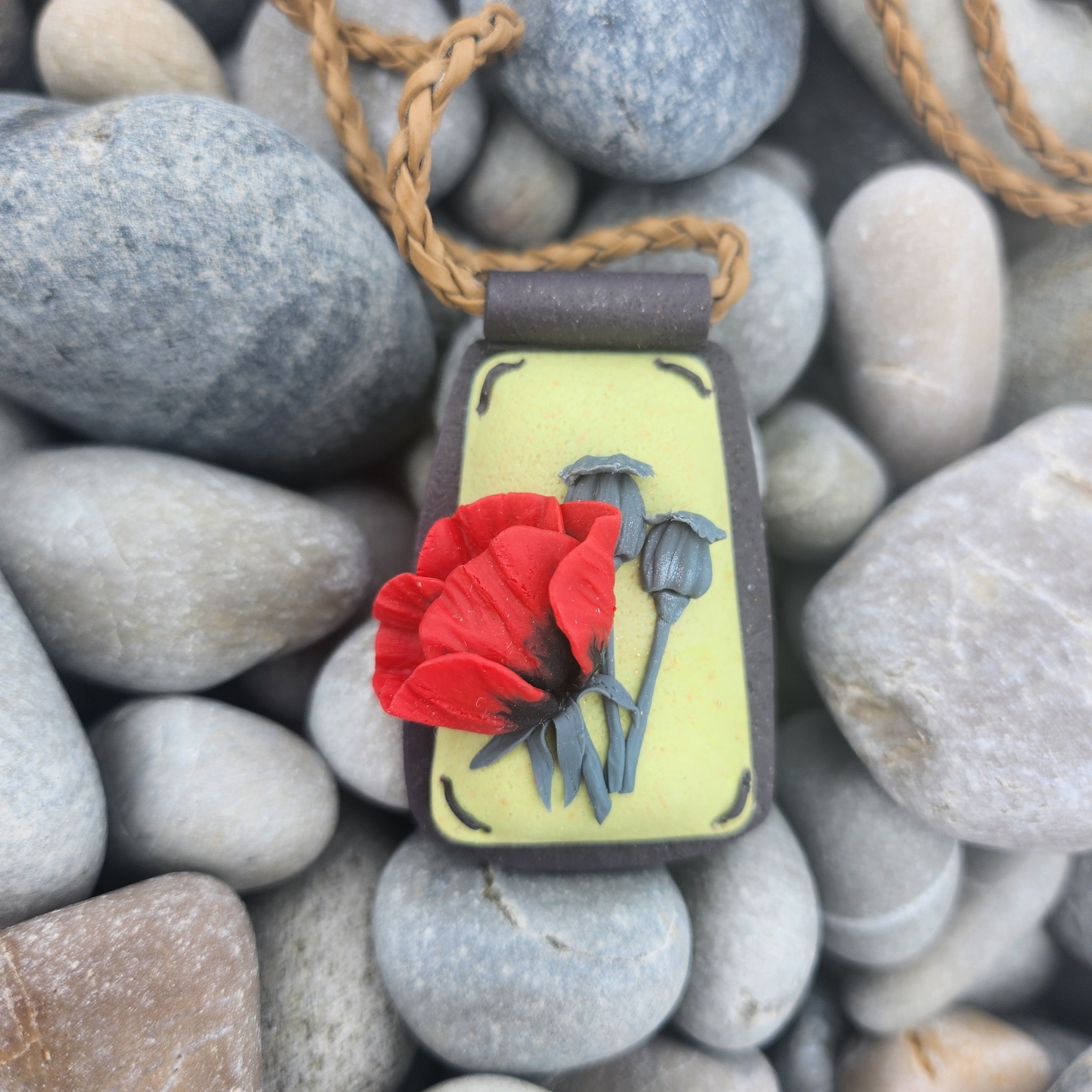 A Set of Handmade Poppy Jewelry: an Earring and a Pendant for Her ...