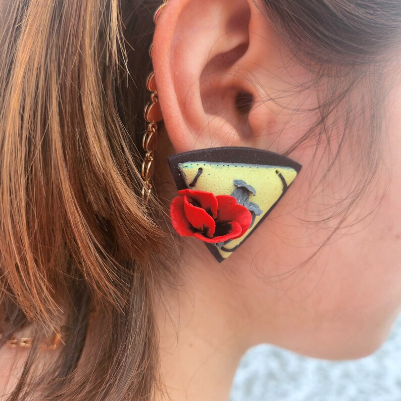 A Set of Handmade Poppy Jewelry: an Earring and a Pendant for Her ...