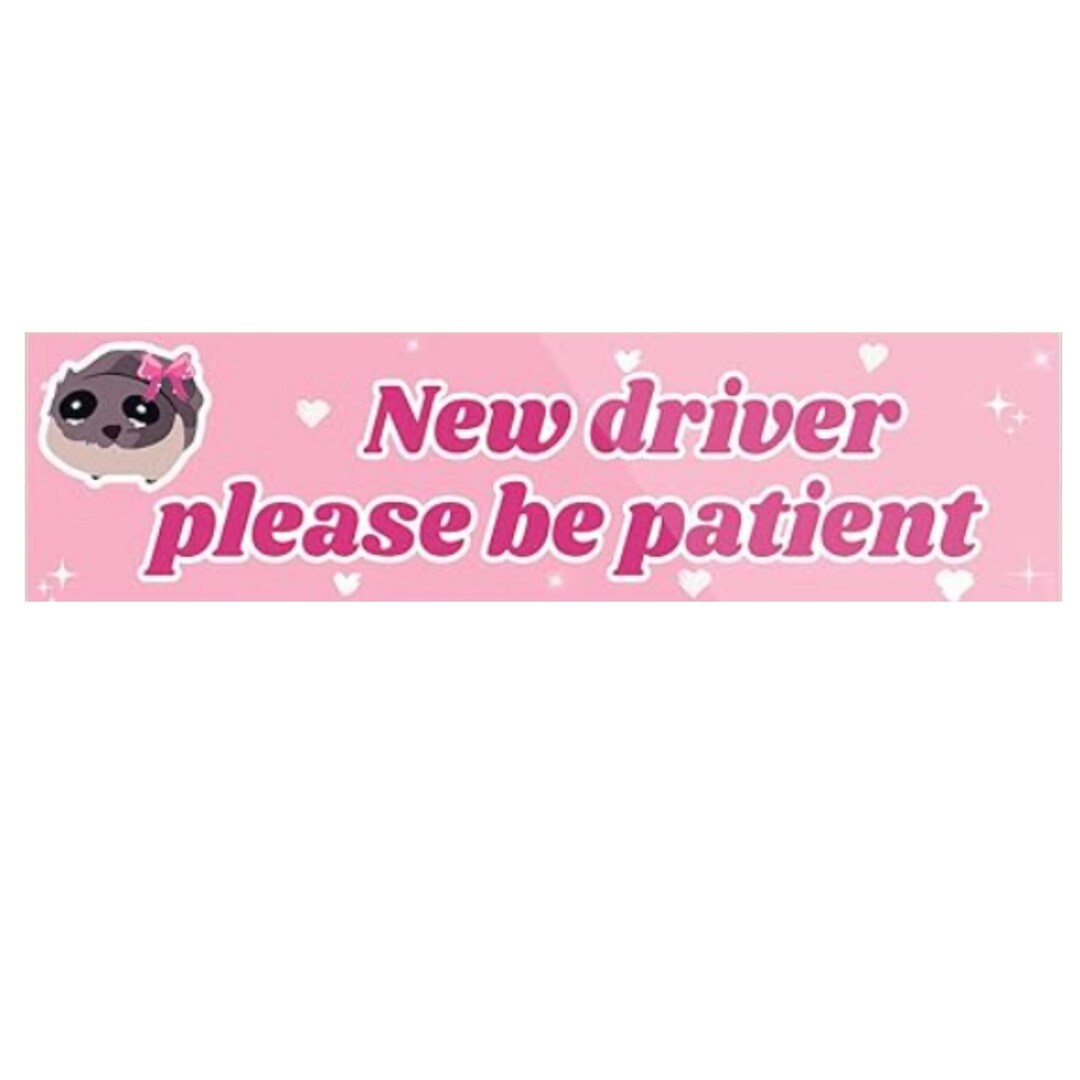 New Driver Please Be Patient Pink, Funny Sad Hamster Meme Bumper ...