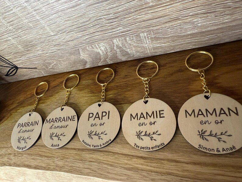Personalized Wooden Keychain - Dad, Mom, Grandpa, Grandma, Godfather ...