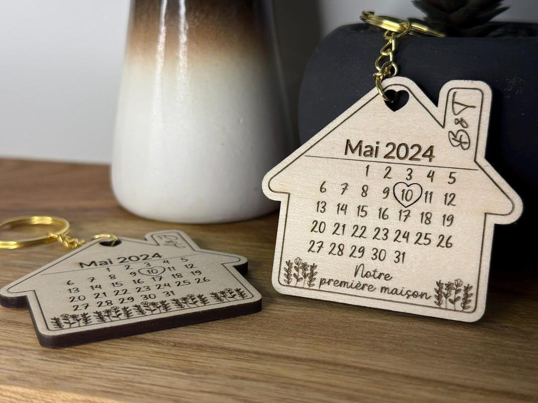 Personalized Wooden House Keychain - Housewarming Gift - First House ...