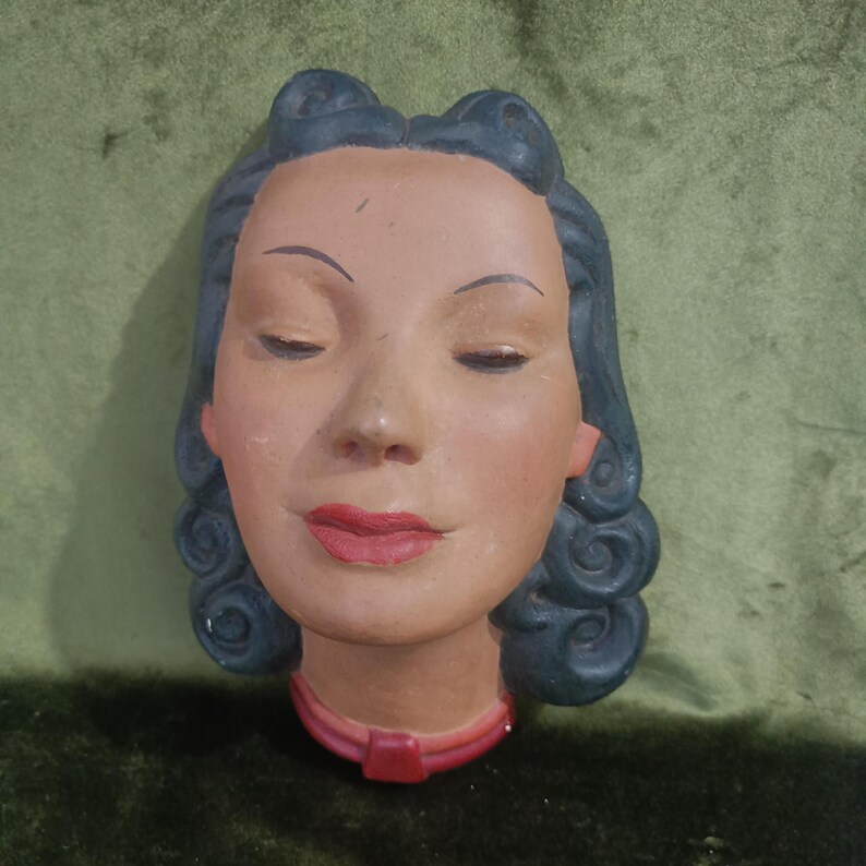 Vintage Female Wall Mask, 1940s, Art Deco, Chalkware - Etsy