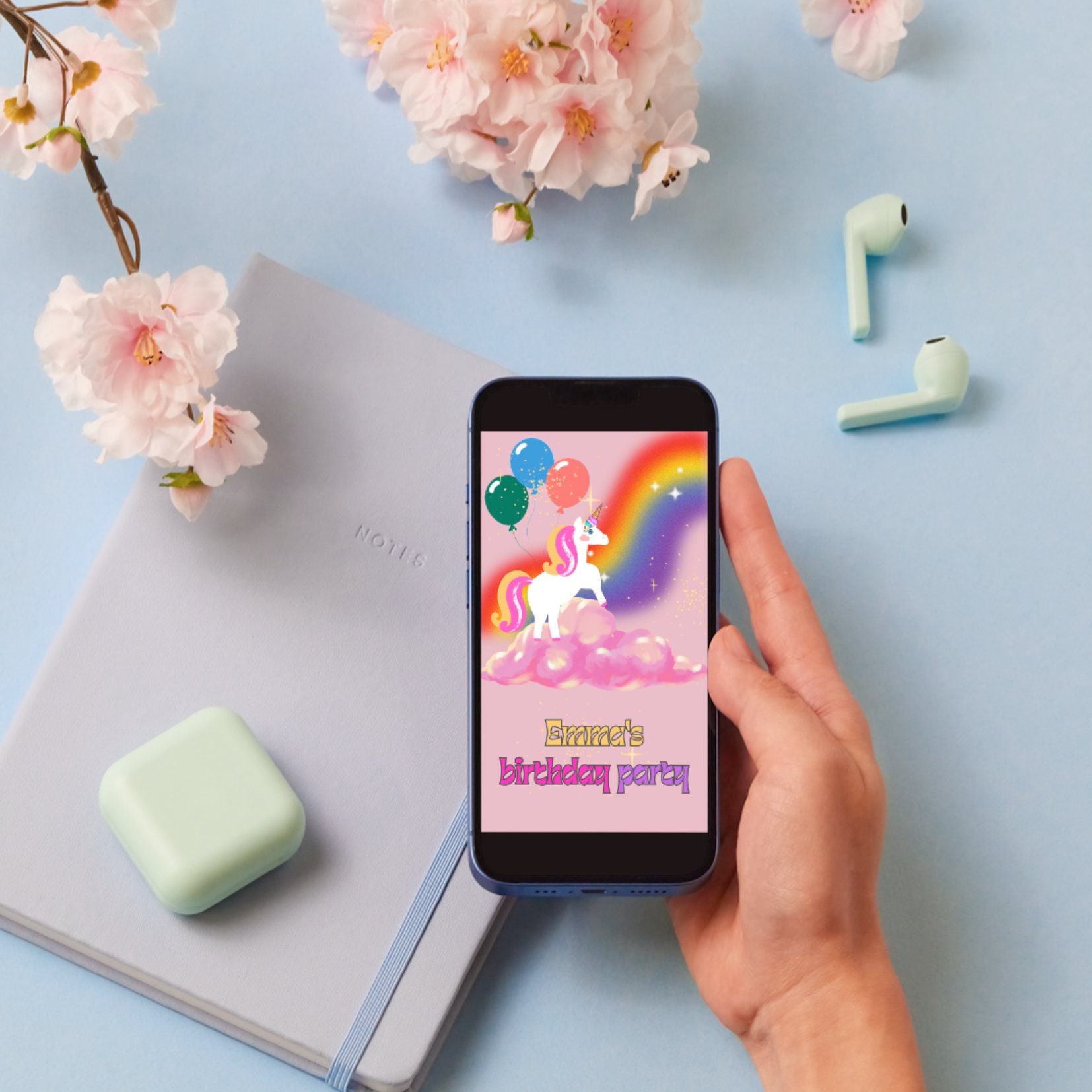 Unicorn Animated Digital Birthday Invitation, Magical and Rainbow ...