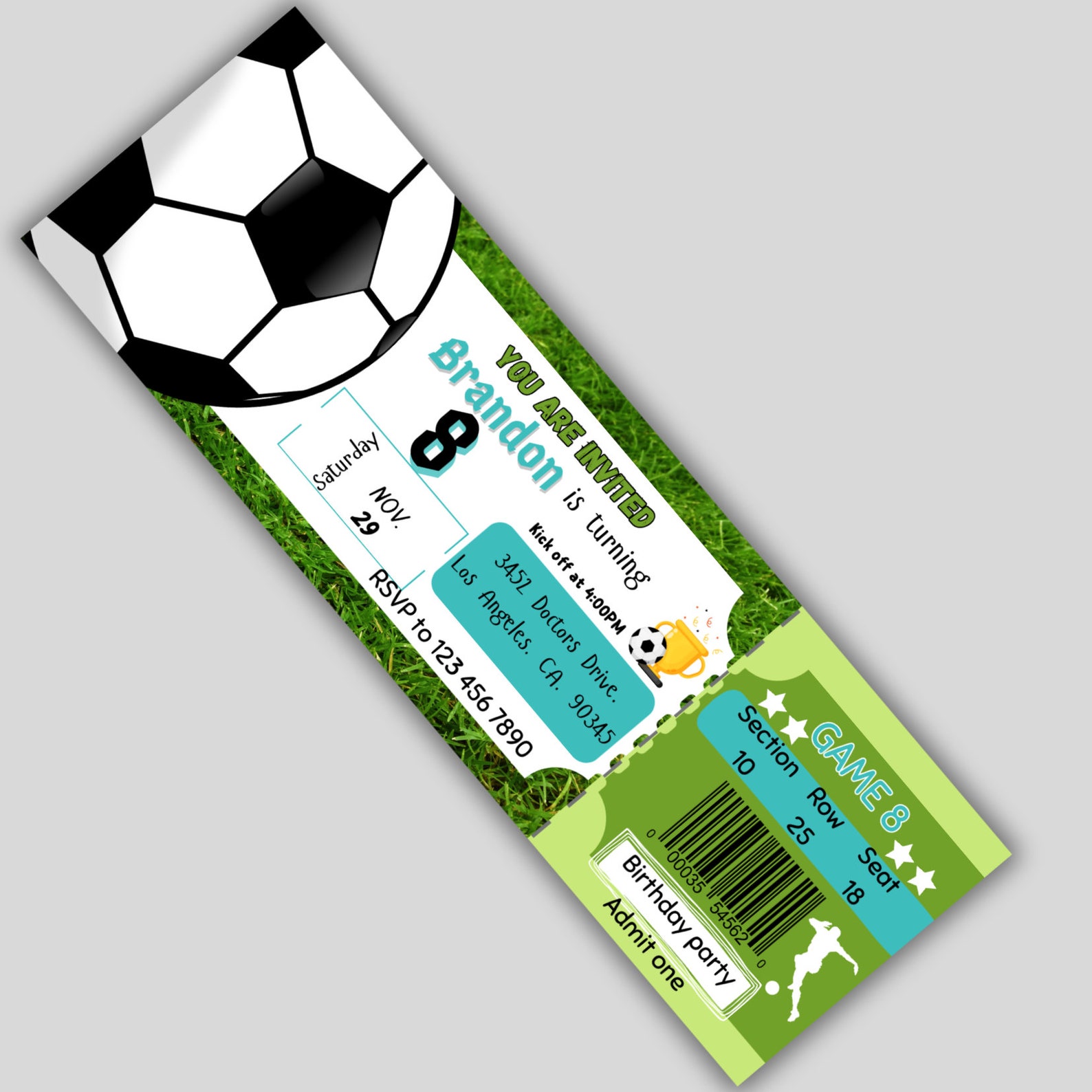 Soccer Tickets Birthday Invitation, Soccer Ticket Invitation, Printable ...