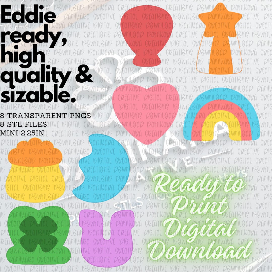 St. Patrick's Day Lucky Mallows Cookie Cutter STL and PNG, Magic Charms ...