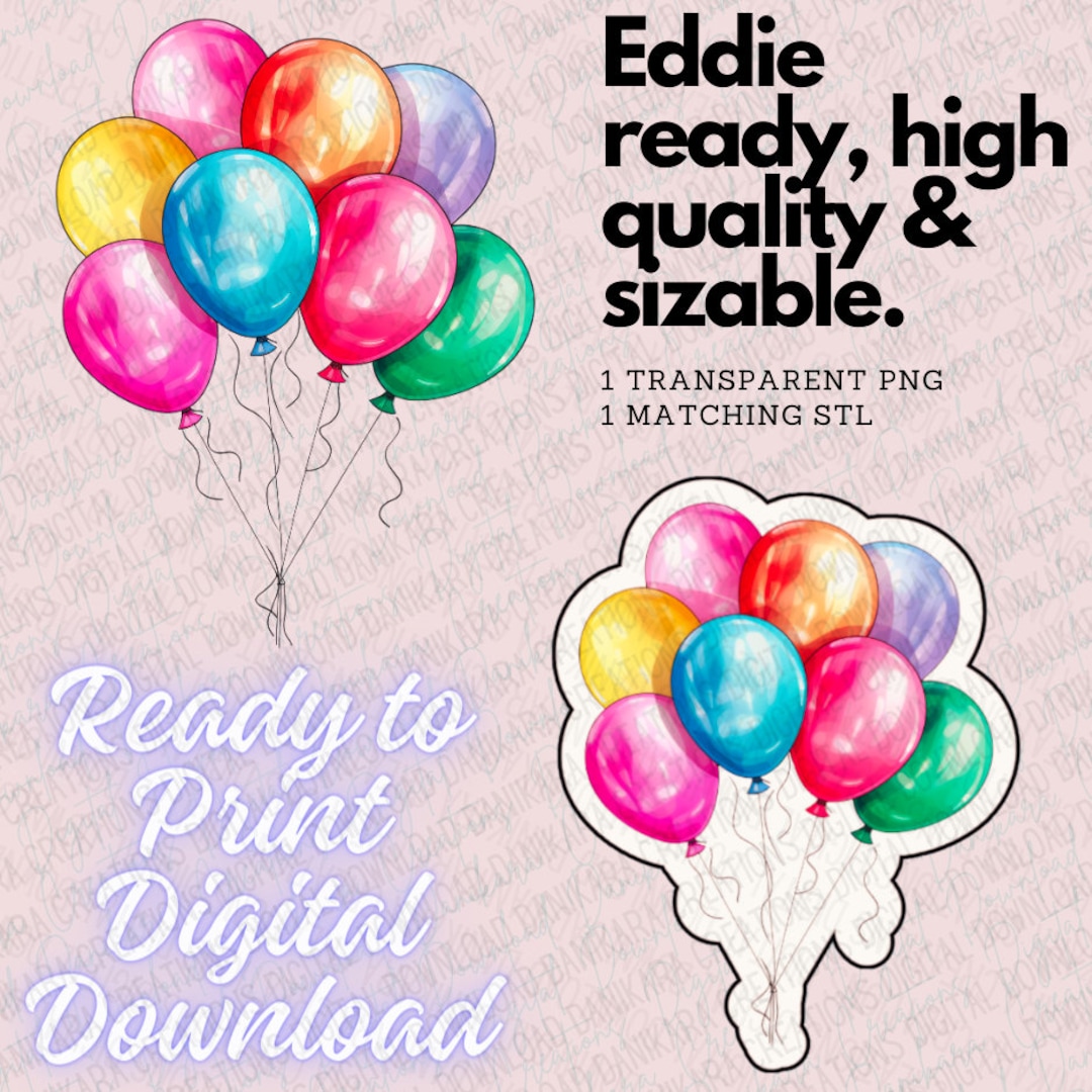 Birthday Balloon PNG & STL, Balloon STL, Balloon Png, Balloon Cookie ...